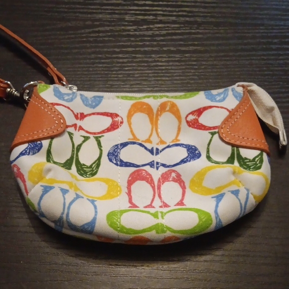 Bags | Coach Colorful Patterned Wristlet Euc | Poshmark